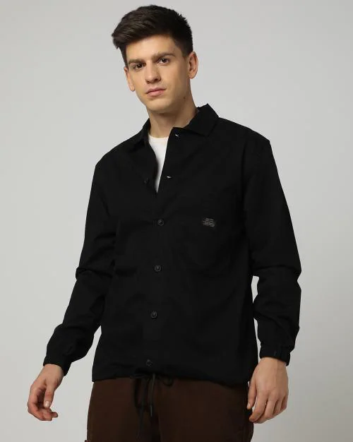 Buy Twill Overshirt with Drawstring Hem Online at Best Prices in India ...