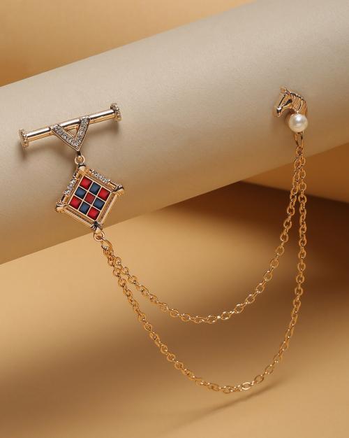 Buy Stone-Studded Layered Chain Brooch Online at Best Prices in India ...