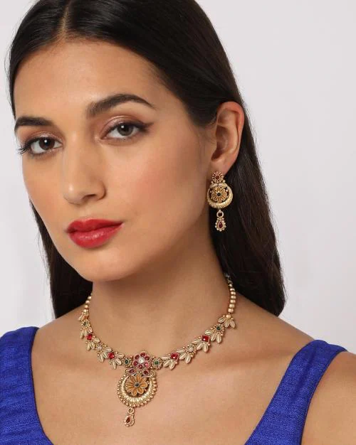 Buy Pota-Stone Copper Necklace Set Online at Best Prices in India ...