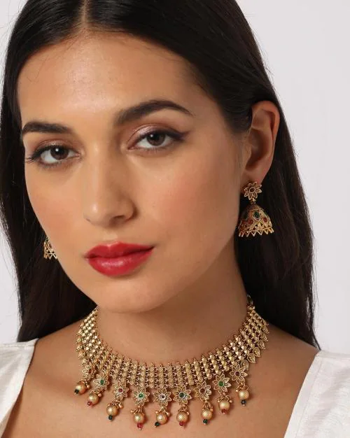 Buy Pota Stone Copper Necklace Set -JW-10231046PGR Online at Best ...