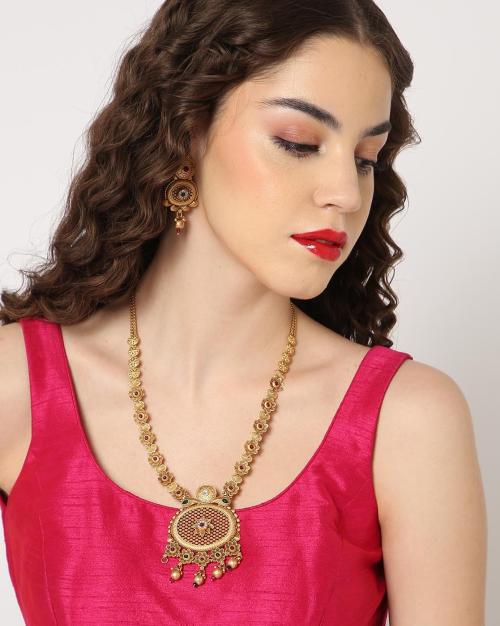 Buy Pota Stone Copper Necklace Set -JW-10231055PGR Online at Best ...