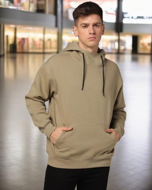 Buy Men Relaxed Fit Hoodie with Kangaroo Pockets Online at Best Prices ...