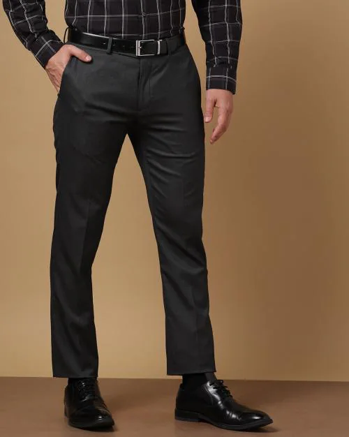 Buy Structured Tailored Fit Flat-Front Trousers Online at Best Prices ...