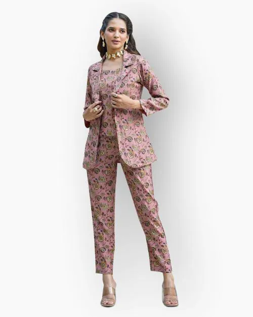 Buy Floral Print 3-Piece Co-Ord Set Online at Best Prices in India ...