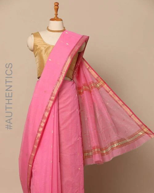 Buy Handloom Pure Chanderi Saree with Zari Border Online at Best Prices ...