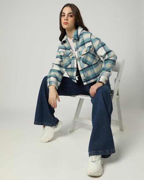 Buy Checked Jacket with Flap Pockets Online at Best Prices in India ...