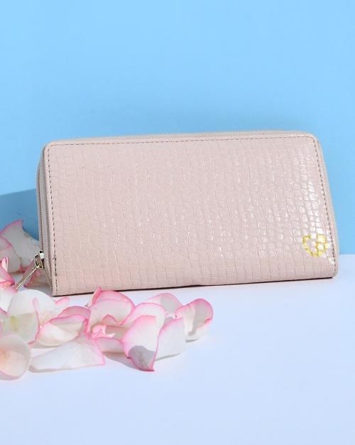 Buy Women Croc-Embossed Zip-Around Wallet Online at Best Prices in ...