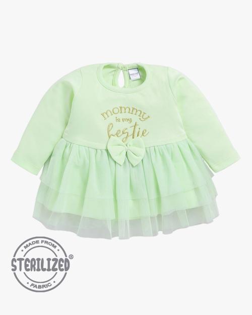 Buy Girls Typographic Embroidered Fit & Flare Dress Online at Best ...