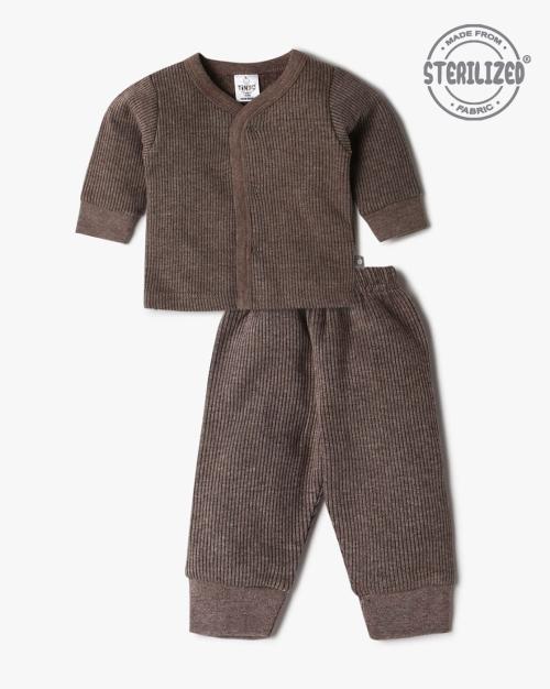 Buy Unisex Ribbed Button-Front Thermal Top with Joggers Online at Best ...