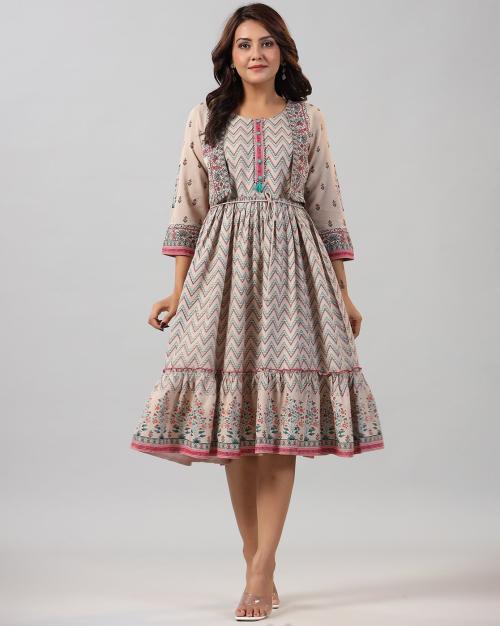 Buy Chevron Print Fit & Flare Dress Online at Best Prices in India ...