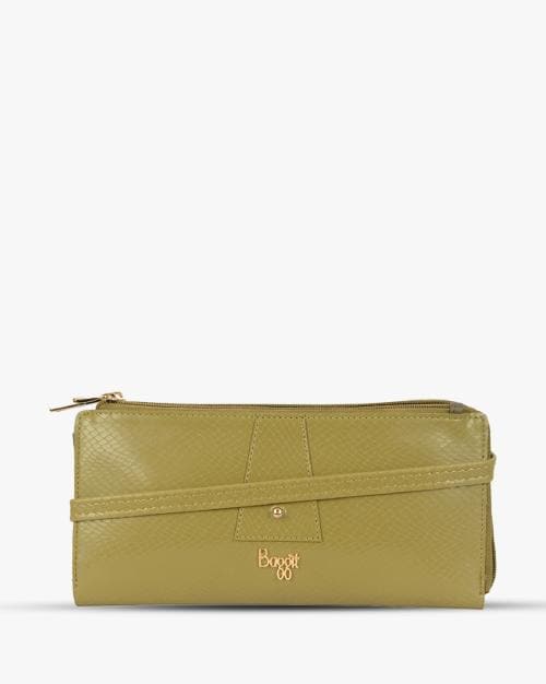 Buy Women Croc-Embossed Zip-Around Wallet with Detachable Strap Online ...