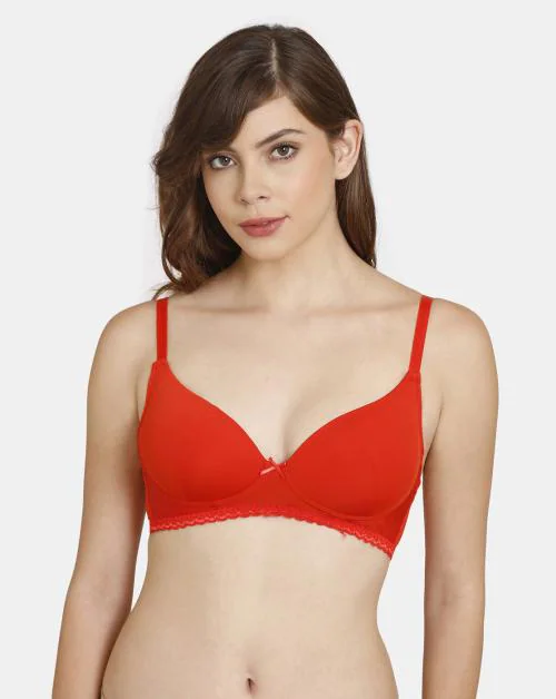 Buy Rosaline Padded Non Wired Medium Coverage T-Shirt Bra - Valiant Poppy Online at Best Prices ...
