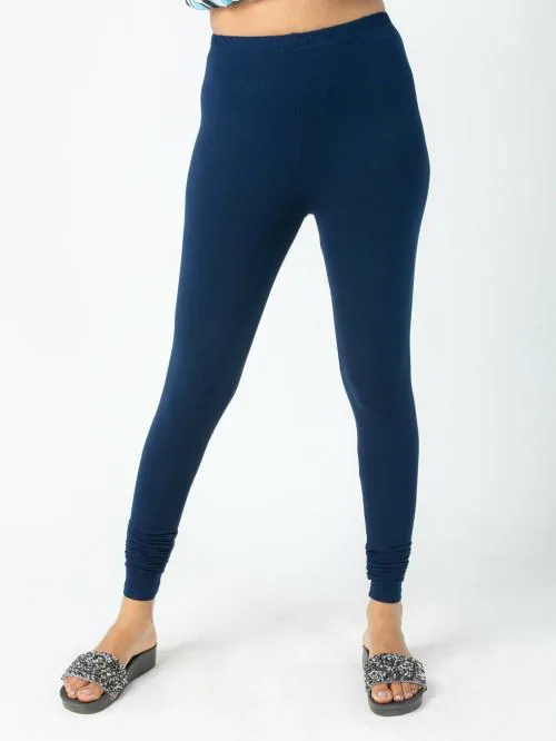Buy Indian Flower Women Dark Blue Solid Churidar Length Western Wear Legging Online at Best ...