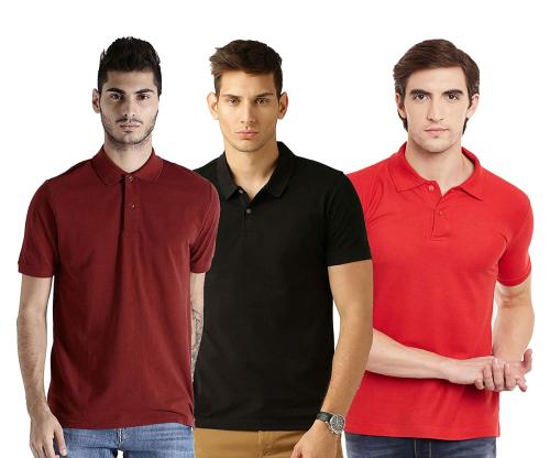 Buy Fastoche Men Multicolor Cotton Blend Polo Tshirt (Pack Of 3) Online ...