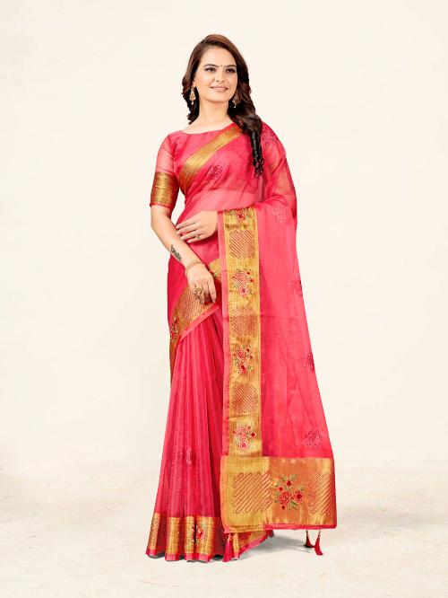 Buy Sweet Smile Fab stylish saree with blouse set-Gajri Online at Best ...