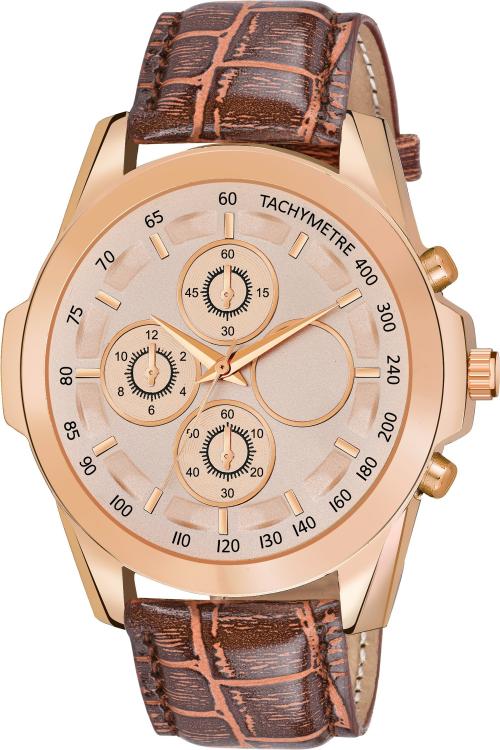 Buy MIVAAN Analog Brown Dial Brown Strap Watch for Men Online at Best ...