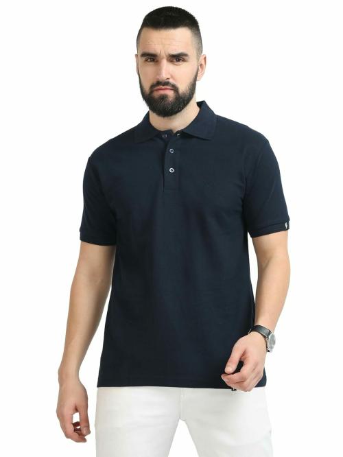 Buy FANZO FAD Cotton Men's Navy Blue Polo Shirt Regular fit Collar Neck ...