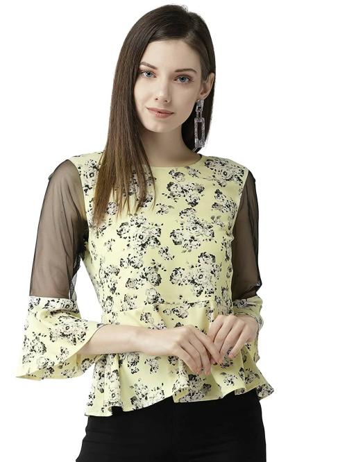 Buy Hidden Love Women Yellow Solid Polyester Tops - 2XL Online at Best ...