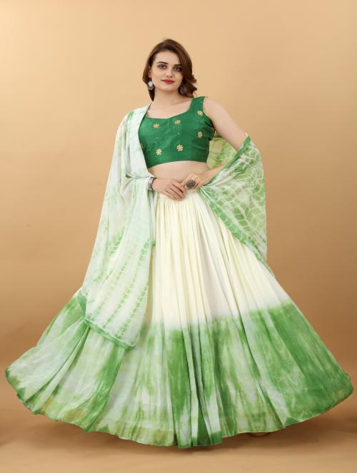 Buy Neel Art Womens Silk Georgette Fabric Lehenga Choli Set - Green ...