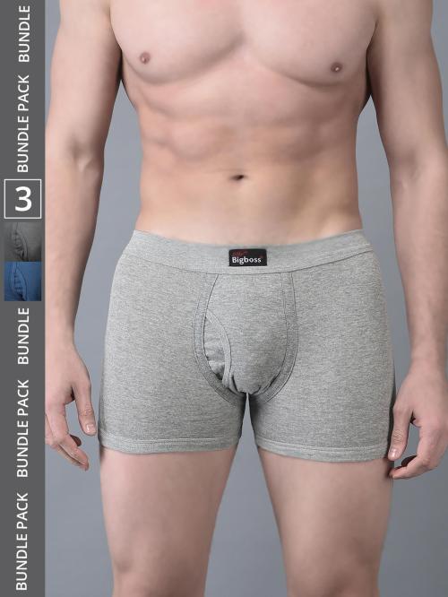 Buy Dollar Bigboss Men's Assorted Pack of 3 Solid 100% Cotton Trunk With Spandex Integrated ...