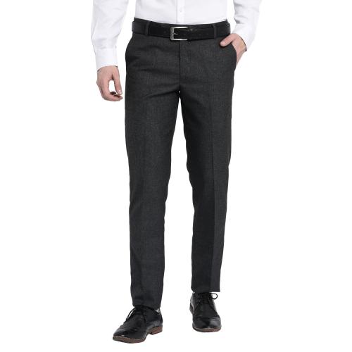 Buy VILLAIN Men's Formal Trousers - Slim Fit Formal Pants - Dark Grey ...