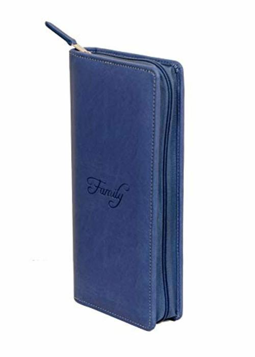 Buy Sukeshcraft RFID Safe Sky Blue Polyurethane Passport Wallet for 6 ...