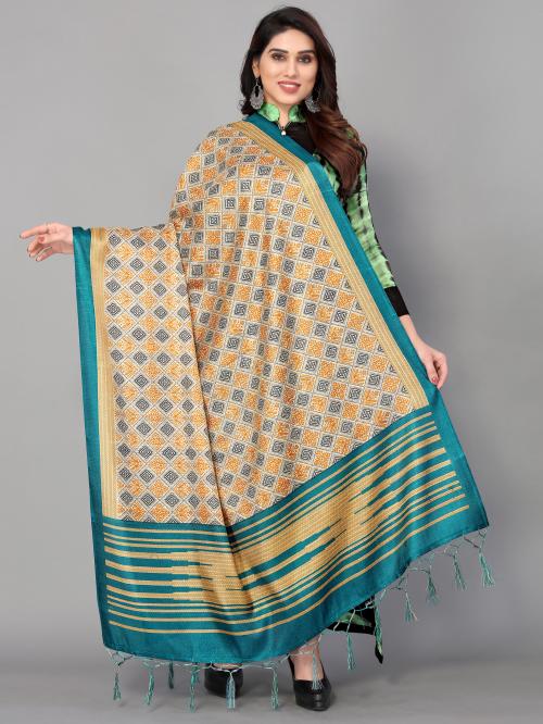 Buy SVENJA Sky Blue Mysore Silk Patola Print Dupatta_( GOR_D004 ) Online at Best Prices in India ...