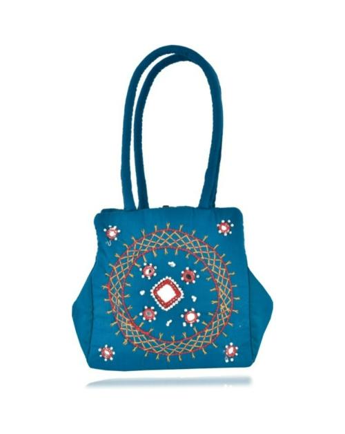 Buy LL LEATHER LAND DESIGNER BAGS Blue Cotton Handbag Online at Best ...