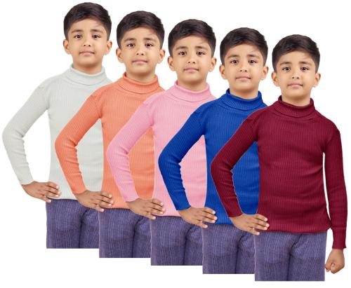 Buy IndiWeaves Boys Wool Warm High Neck Skivvy for Winter (Pack of 5 ...