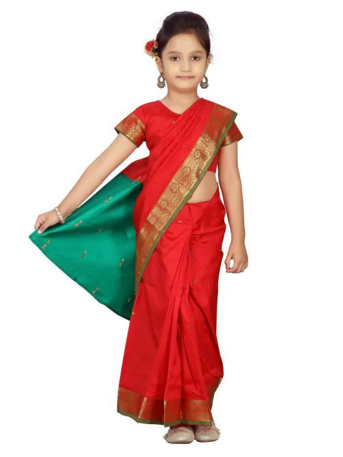 Buy Aarika Girls Red Colour Saari Online at Best Prices in India - JioMart.