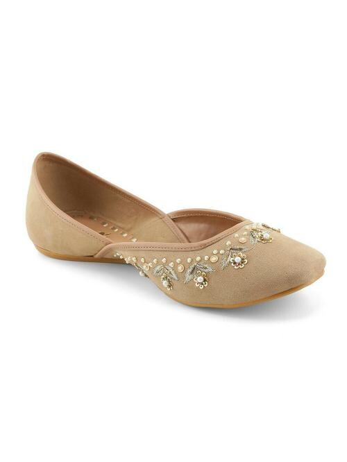 Buy Aady Austin Women Slip On Beige Handcrafted Floral Embroidery vegan ...