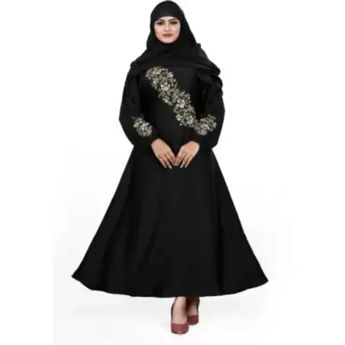 Buy BHUMIFAB Embroidered abaya burqa Nida Matte Solid Burqa With Hijab ...