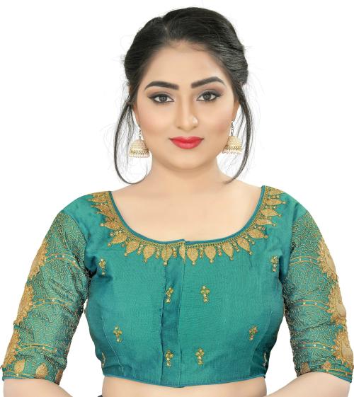 Buy Jay Pal Women Light Green Embriodered Phantom U-Neck Blouse Online ...