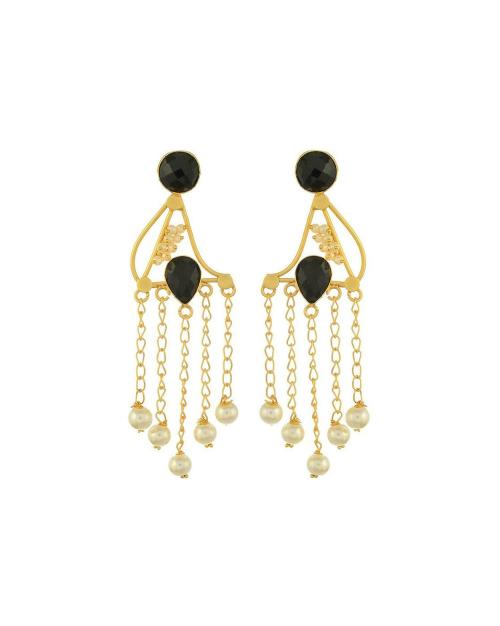 Buy Silvermerc Design Gold Plated Pearl Beaded Black (Women) Dangler ...