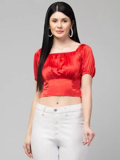 Buy A.L.K Casual Solid Women Red Top Online at Best Prices in India ...