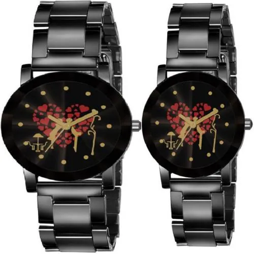 Buy Skylark King Queen Metal Couple Combo Watch For Boy & Girls Couple ...