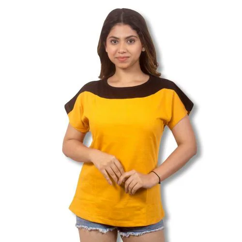 Buy Vastmal Women Round Neck Cotton Solid Mustard Double Extra Large T ...