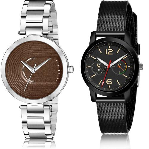 Buy NIKOLA Classical Tread Chain Silver And Black Colour Analog Metal ...