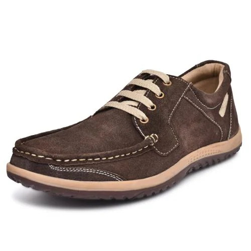 Buy RECAN Men's Brown Suede Leather Trending Lace-Up Formal Shoes ...
