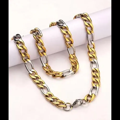 Buy MINPRICE Pure Stainless Steel Silver Gold Sachin 6mm Thick Trendy ...