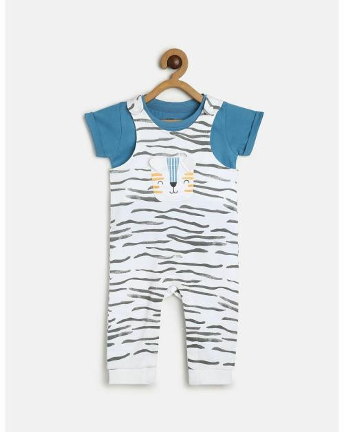 Buy MINI KLUB Baby Boys Blue/White/GreyDungaree Set Online at Best ...