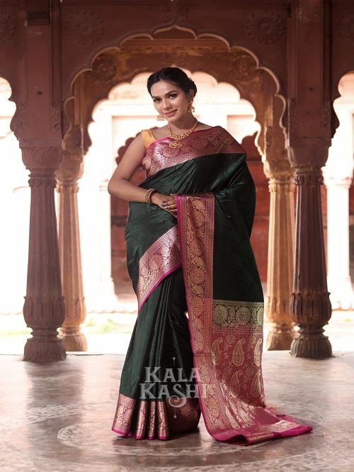 Buy KALA KASHI NEW BANARASI SILK (Green) Online at Best Prices in India ...