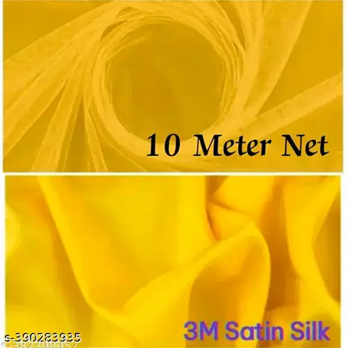 Buy FOOTPAID 10Meter Net Fabric + 03 Meter Shiny Satin Fabric-22-Size-Free Size-Colour-Yellow ...