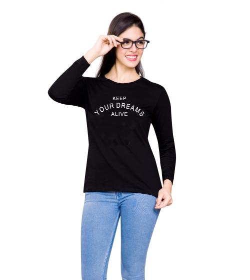 Buy PEPP N HAGG Ladies 100% Cotton BIOWASH Full Sleeve Message Print T ...