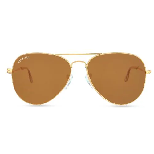 Buy Royaltail Brown Glass And Golden Frame Aviator Sunglasses Online at ...