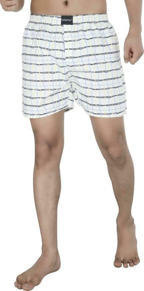 Buy Ramarrow Men White Checkered Pure Cotton Boxers - XL Online at Best ...