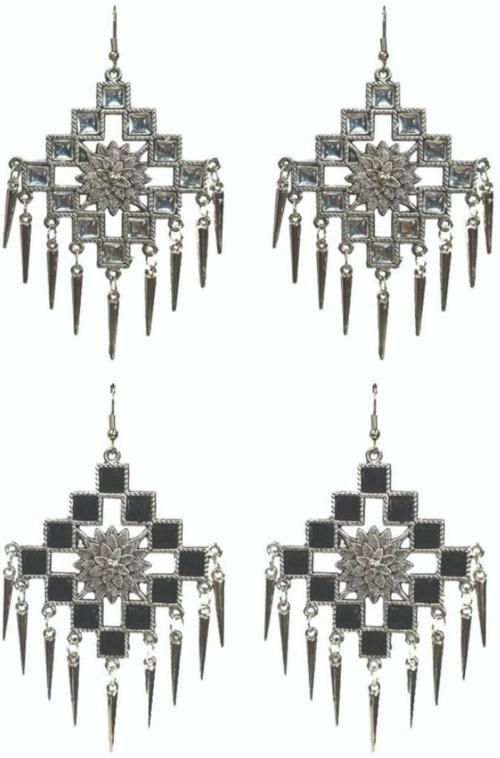 Buy Art Sundari Silver-Plated Alloy Boho Rose Square Kundan Danglers ...