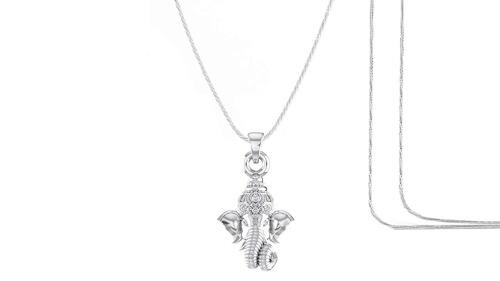 Buy Akshat Sapphire Pure Silver God Ganesha Pendant With Chain Suitable ...