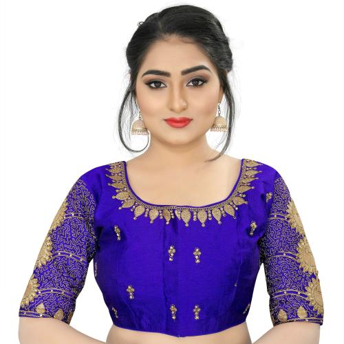 Buy Jay Pal Women Blue Embriodered Phantom U-Neck Blouse Online at Best ...