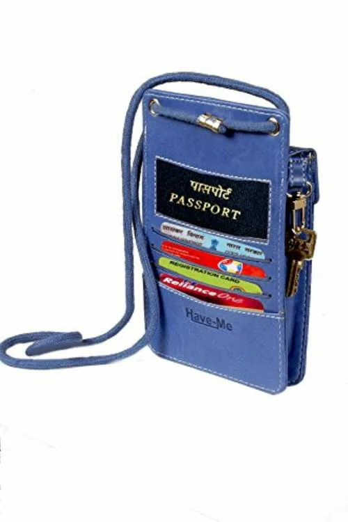 Buy Sukeshcraft Sky Blue Polyurethane Have-Me, Passport Holder for ...